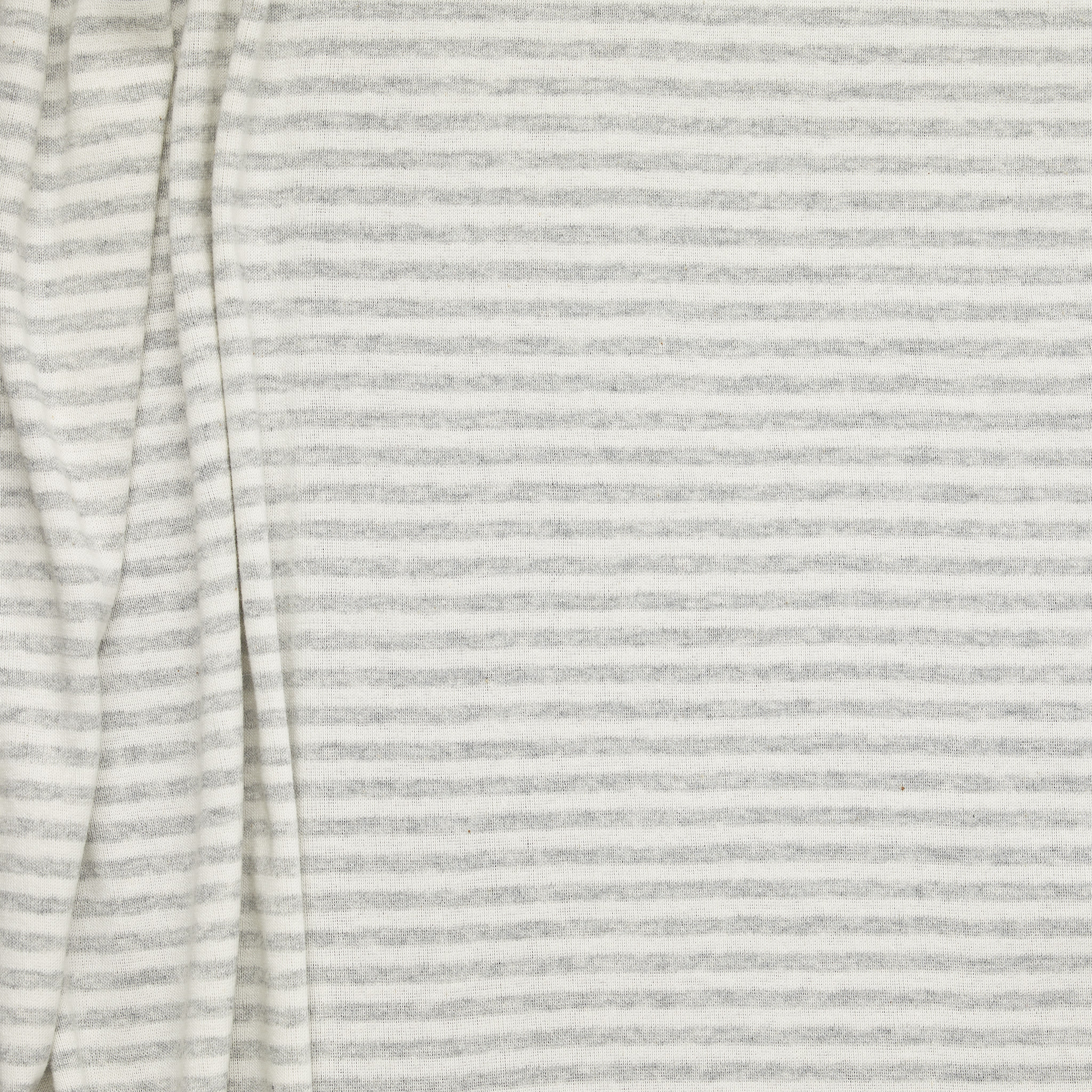 Cotton Stripe 1x1 Rib - Grey Marle + Natural - Circular Sourcing